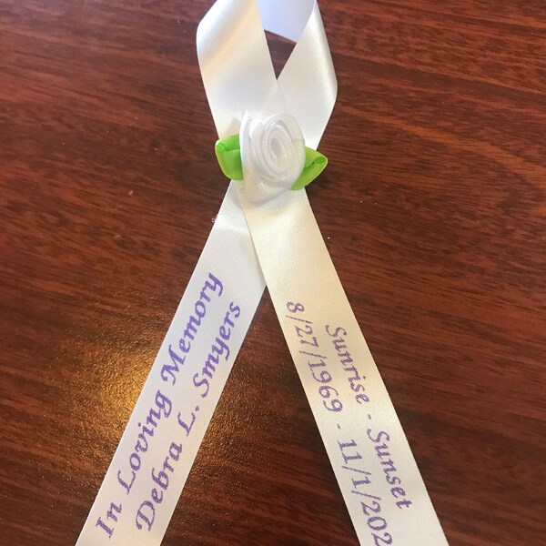 Personalized Memorial Ribbons With Pins for Funeral or Celebration of ...
