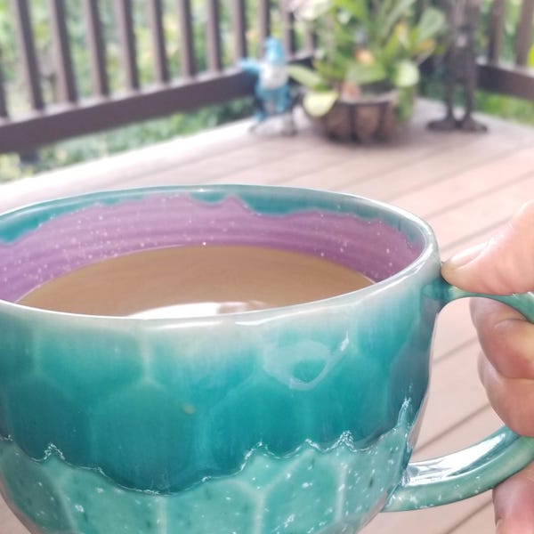 Turquoise Ceramic Drink Glass, 8 Oz - Etsy