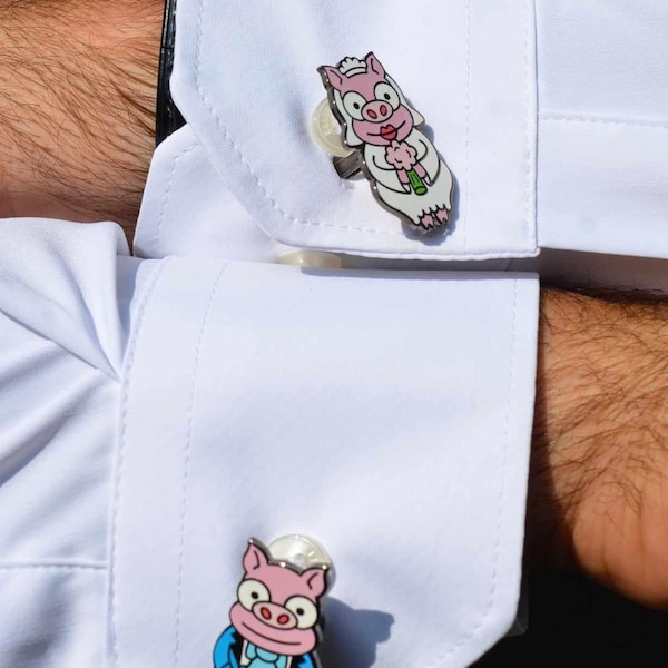 Simpsons Wedding Cuff Links Pig Bride and Groom Enamel Lisa's Wedding ...