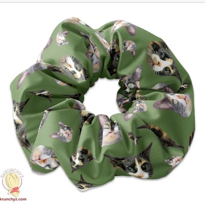 Personalized Cat Faces Scrunchie Hair Tie, Funny Cat Faces Scrunchy ...