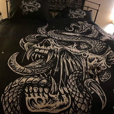 Demonic Skull Serpent 3 Piece Duvet Set-skull Demon Bed Cover-skull Bed ...