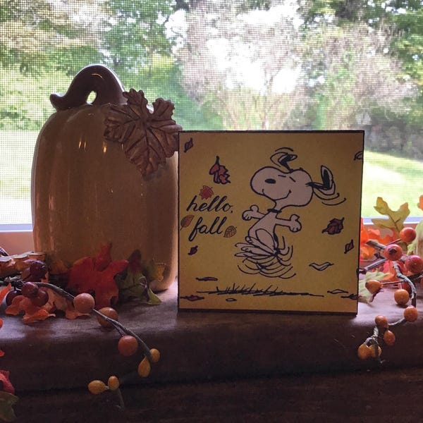 Snoopy Fall Home Decor Blocks - Etsy