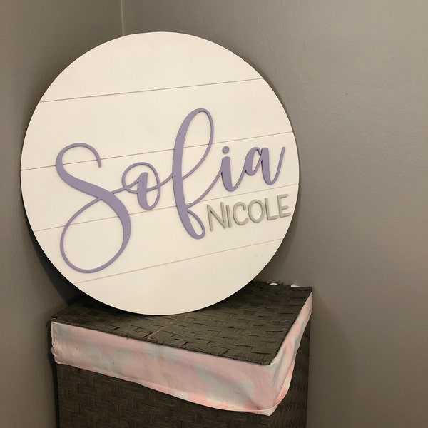Round Shiplap Name Board | Wooden Name Sign | Round | Nursery Decor ...