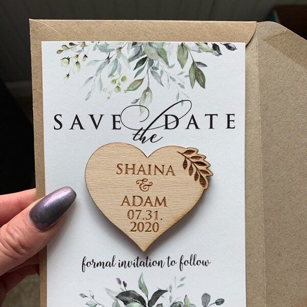 Save the Date Magnet Wood Heart - Etsy