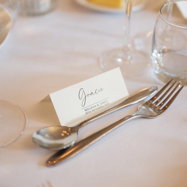 Personalised Place Cards Folded Wedding Place Names Custom Minimalist ...