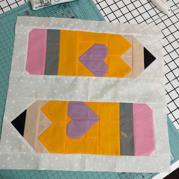 Writing Pencils Quilt Block Pattern PDF School / Homeschool ...