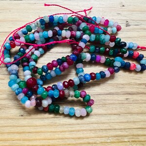 Watermelon Tourmaline Jade 4mm Faceted Rondelle, Multicolour Jade Beads ...