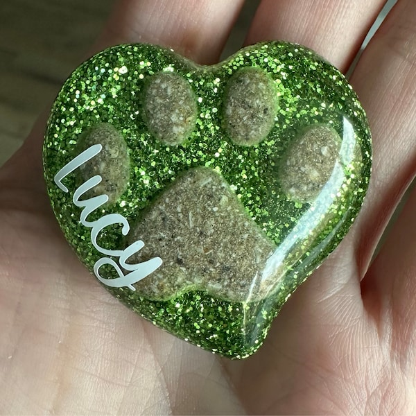 Pet Paw Print With Ashes, Cremation Ashes Keepsake, Dog Memorial, Cat ...