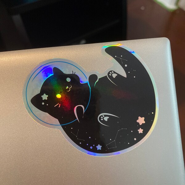 Space Cat Holographic Die Cut Vinyl Sticker - Etsy