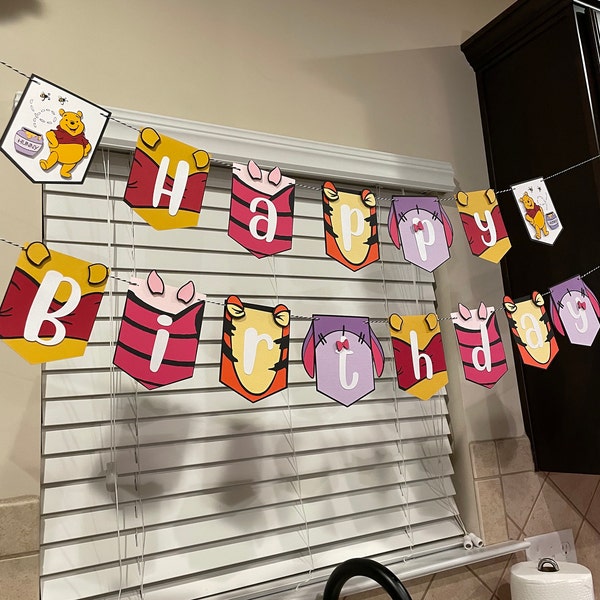 Winnie the Pooh Name Banner, Winnie the Pooh Personalized Banner, Winne ...
