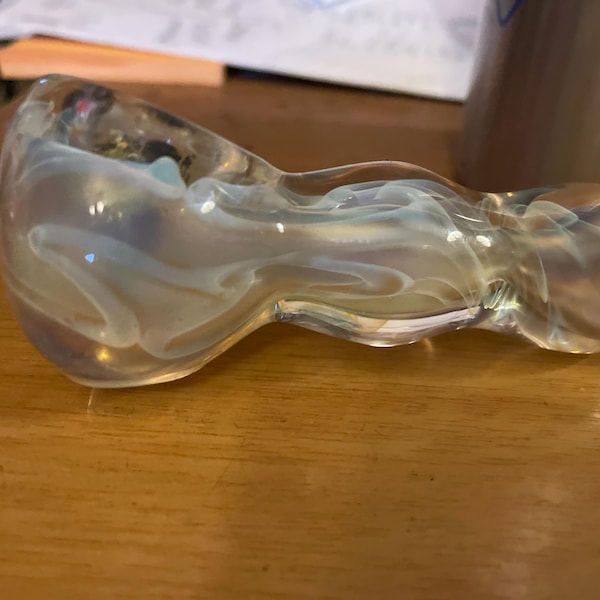 Yellow and Blue Fumed Glass Pipe Handmade Unique Golden Heady ...