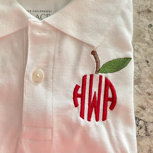 Apple Monogram Topper Embroidery File in 6 Sizes (1 - 6 Inch) in ...