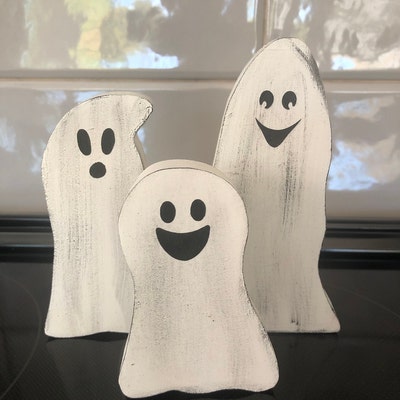Ghost Trio, Wood Ghost Set of 3, Ghosts, Halloween Decor, Halloween ...