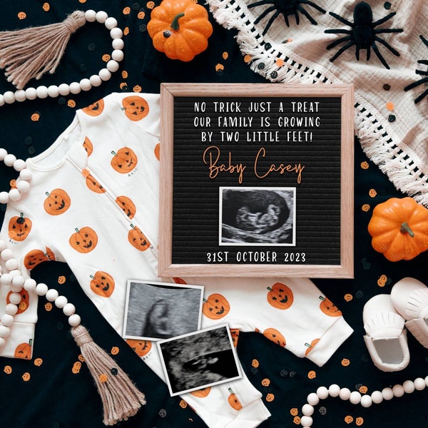 Halloween Pregnancy Announcement Digital, Halloween Baby Announcement ...
