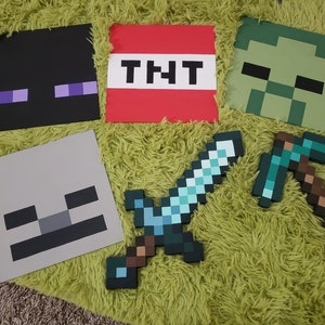 Minecraft Diamond Pickaxe Wall Decor | Etsy