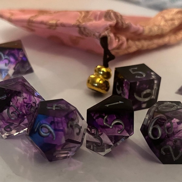Malignant Midnight - Sharp Dnd Dice - Clear - Handmade Resin Dice Set ...