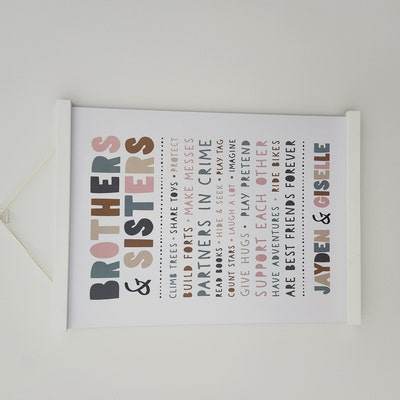 Brothers and Sisters Printable Wall Art, Custom Poster, Siblings ...