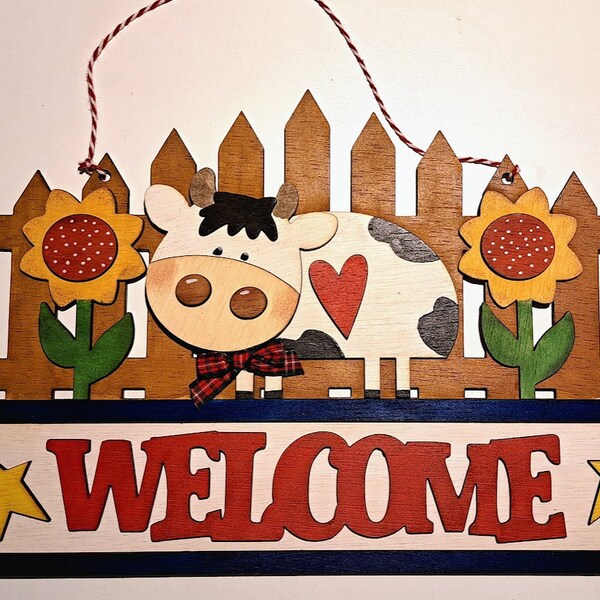 Welcome Cow SVG| Cow Sign SVG| Laser Cut Cow| Glow Forge| Farmhouse SVG ...