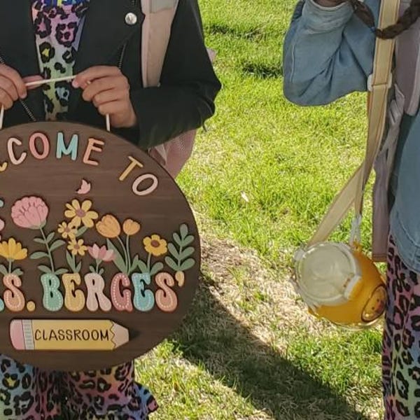 Personalized Teacher Door Sign, Classroom Decor, Floral Teacher Name ...