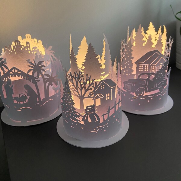 Combo 3 Items Paper Cut Lamp for Christmas - DIY Paper Cut Lamp - Merry ...