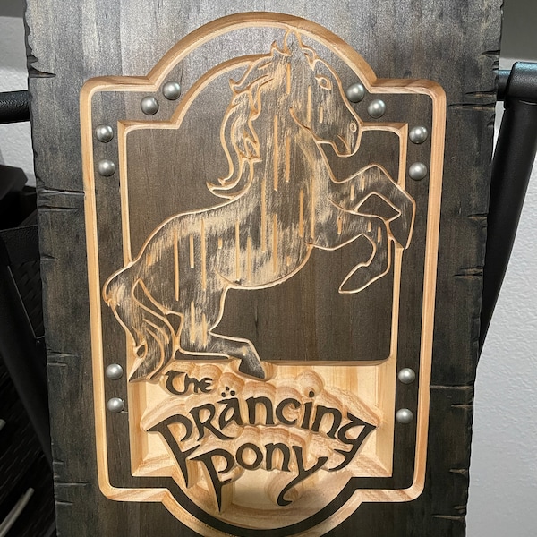 Prancing Pony Pub Sign: Engraved Rustic Wood Tavern Decor - Etsy