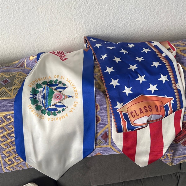 Custom Personalized Class of 2025 Stole, Mixed Country Flag Graduation ...