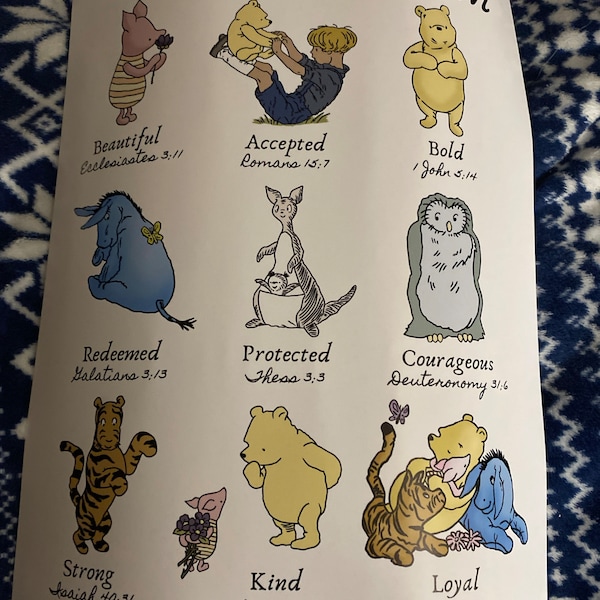 Christian Classic Winnie the Pooh Poster for Nursery Wall Art for Kids ...