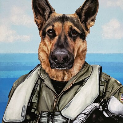 Fighter Pilot Pet Portrait, Custom Pet Portrait, Pet Portraits ...