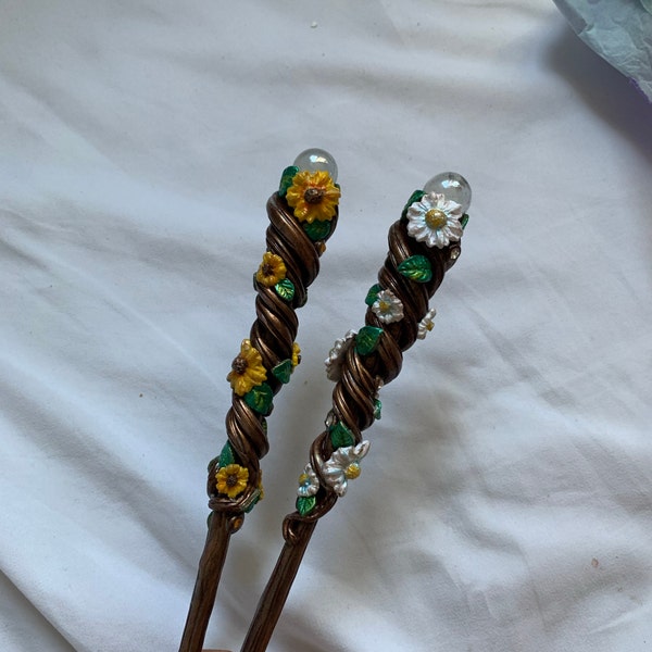 Sunflower and Daisy Wand-flower Fairy Magic Wand-nature Woodland Wand ...
