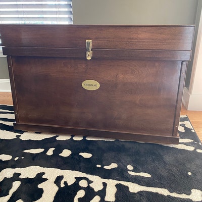 Classic Extra Large Wood Tack Trunk With Brass Nameplate and Trunk ...