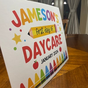 Editable First Day of Daycare Sign Template, Personalized Back to ...