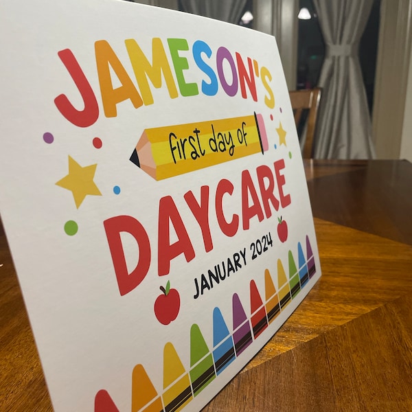 Editable First Day of Daycare Sign: Personalized Photo Prop (instant ...