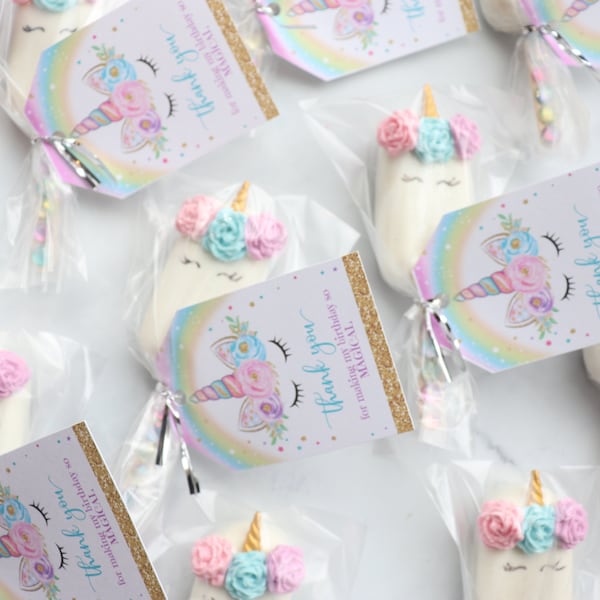 EDITABLE Unicorn Favor Tags, Thank You Tags, Gift Tags, Unicorn Party ...