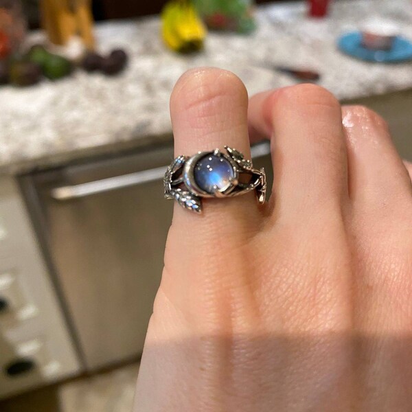 Silver Branches Ring Moss Agate Ring, 925 Sterling Silver Ring, Handmade Nature Inspired Ring ...