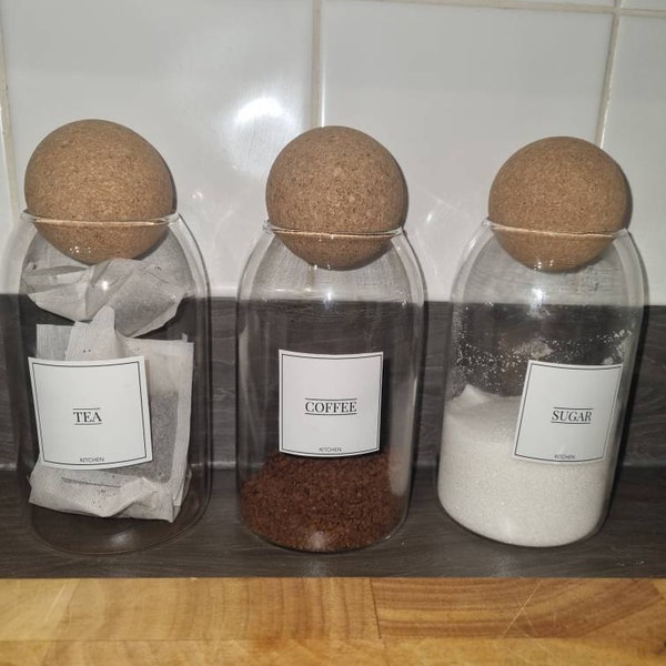 Tea Coffee Sugar Canisters Tea Coffee Sugar Storage Jars Glass Jars ...