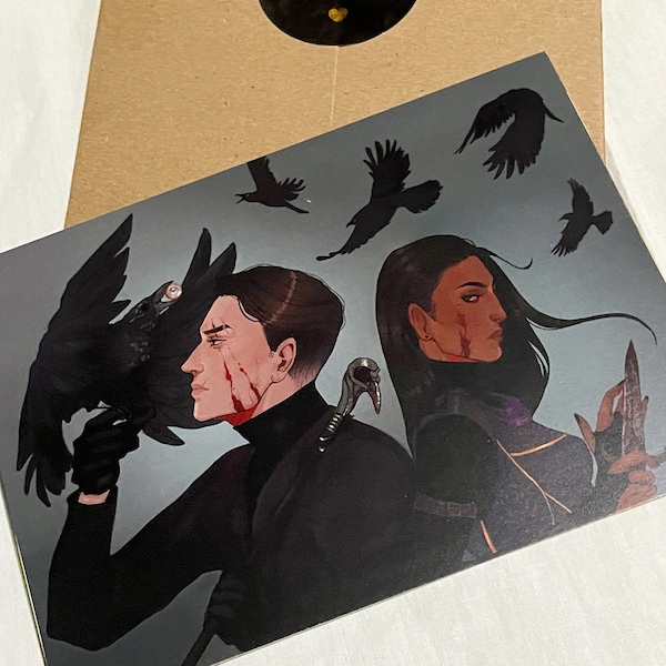 5x7 Kaz and Inej Art Print Dirtyhands the Wraith Six of Crows Character ...