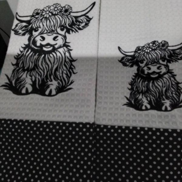 14 Embroidery Highland Cow, Bundle Cow Machine Embroidery Design, Cute ...