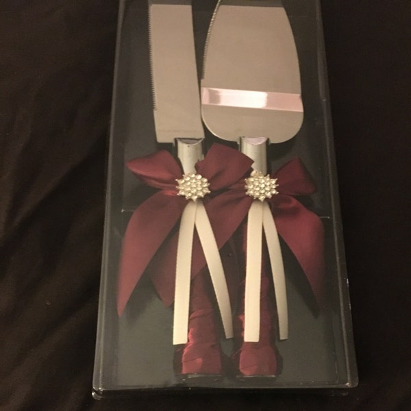 Cake Serving Set Navy Blue Wedding Cake Server and Knife Set Blue ...