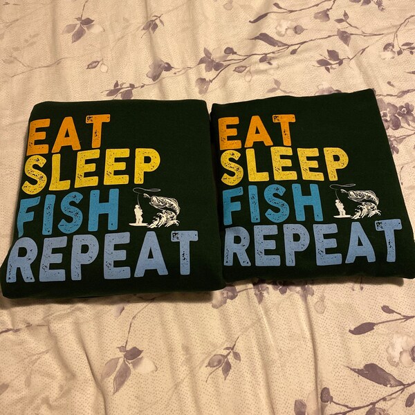 Eat Sleep Fish Repeat Fishing Hoodies or T-shirt, Customizable ...