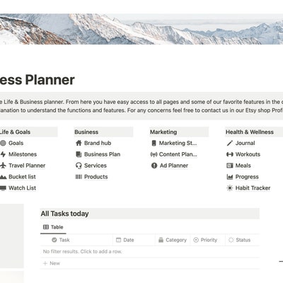 Notion Template Business Planner Notion Content Dashboard Marketing Branding Planner Coaching ...