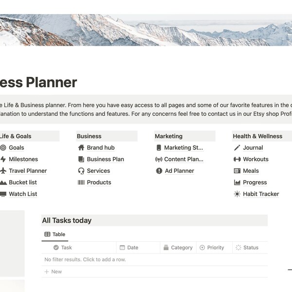Notion Planner Template | All in One Notion Template | Notion Dashboard ...