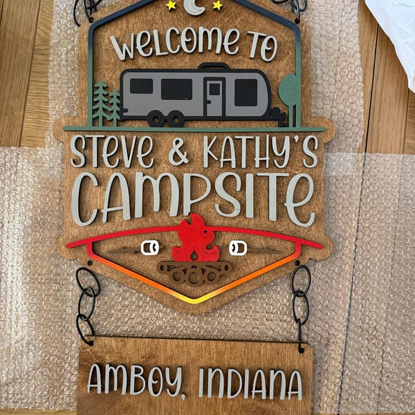 Add-on Sign to Welcome to Our Campsite | Personalized Camping Sign ...