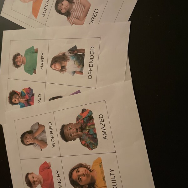 24 EMOTIONS Montessori Flashcards, Calming Down Corner Feelings Game ...