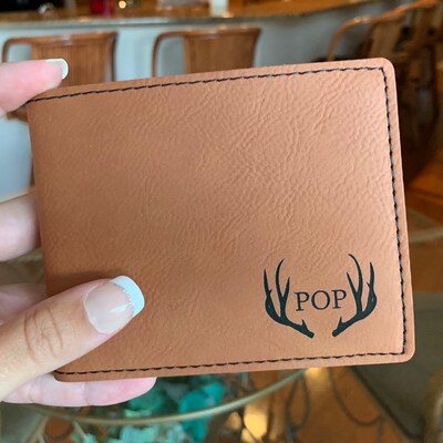 Hunter Gift Hunting Gift Mens Leather Wallet Leather Wallet Bifold Slim ...