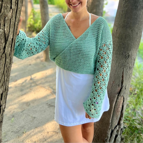 CROCHET PATTERN & VIDEO/ Crossover Wrap Cardigan, Sandy Sea Shells Wrap Cardi, Sizes Xs-5x ...