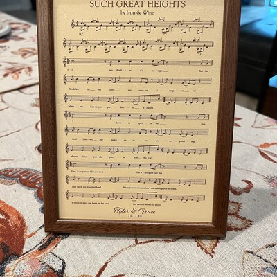 Leather Engraved Music Sheet, Personalized Framed Music Notes, 3rd ...