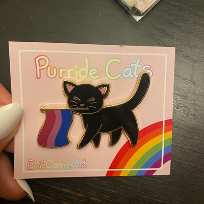 Bisexual Pride Flag Cat Hard Enamel Pin Lapel Pin Bi Flag Pin Lgbtq Pin ...