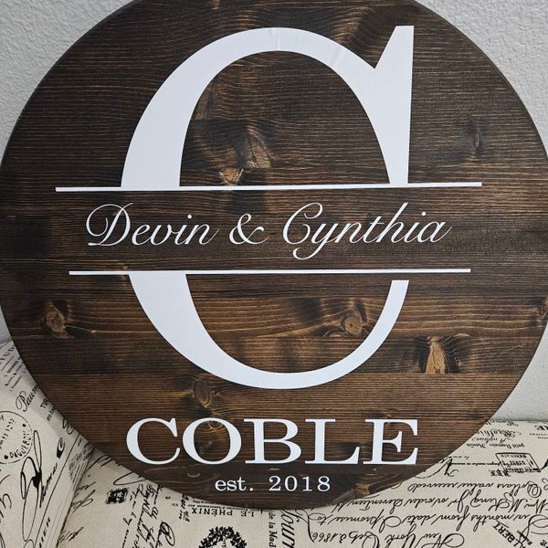 Personalized Round Monogram Wood Sign Personalized Wedding Gift Last ...