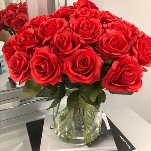 Red Roses Flower Arrangement-large Rose Arrangement-30 Real Touch Red ...