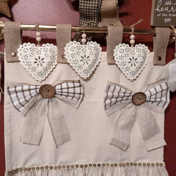 Cottage Valance Natural Beige or White Cotton Country French Curtain ...